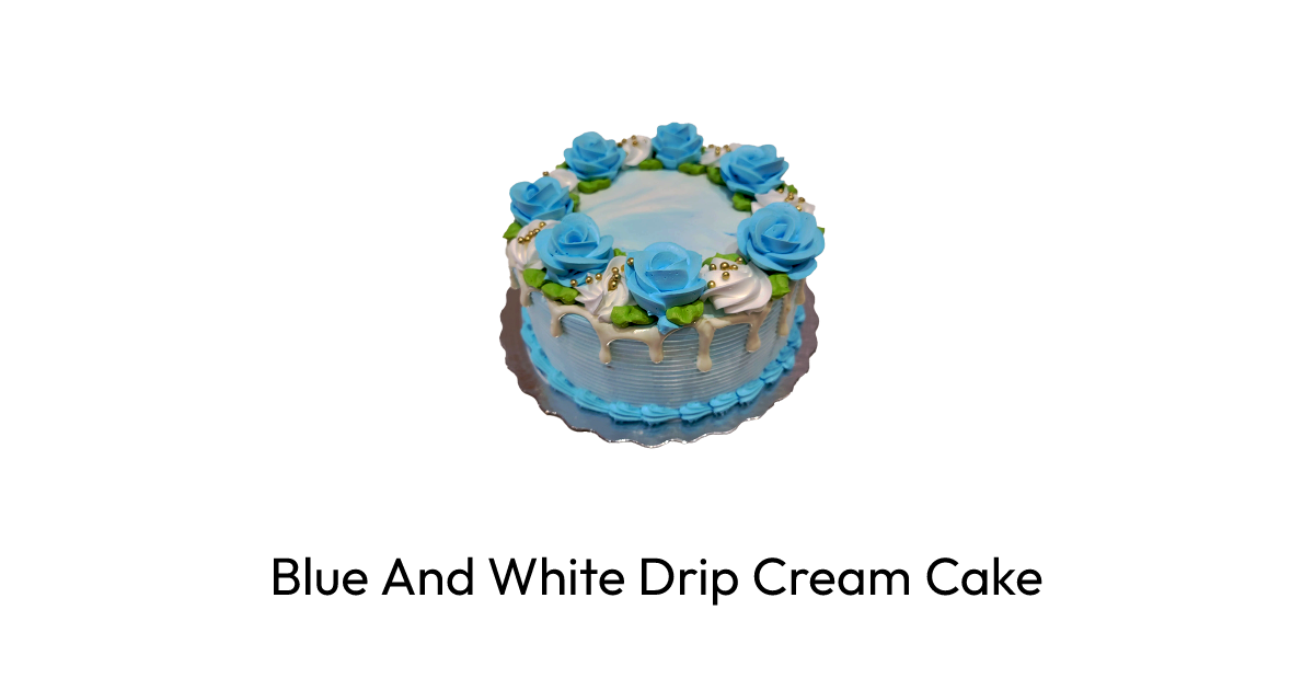 Blue And White Drip Cream Cake | Rashmi's Bakery
