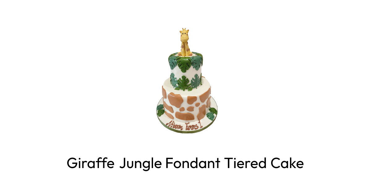 Giraffe Jungle Fondant Tiered Cake | Rashmi's Bakery