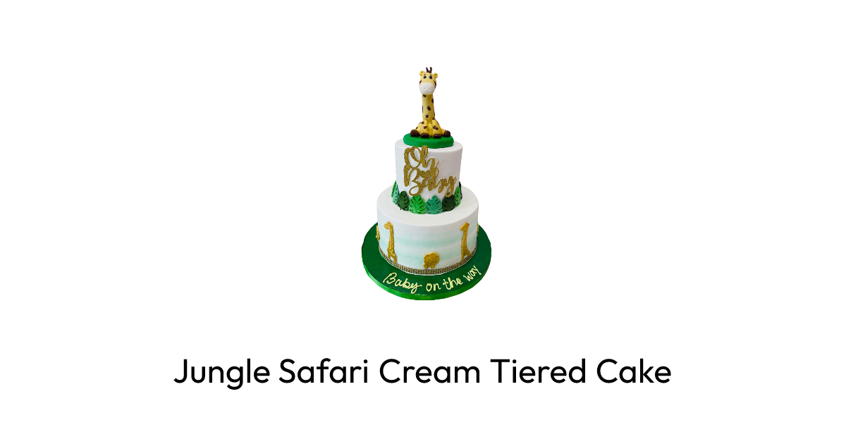 Jungle Safari Cream Tiered Cake | Rashmi's Bakery