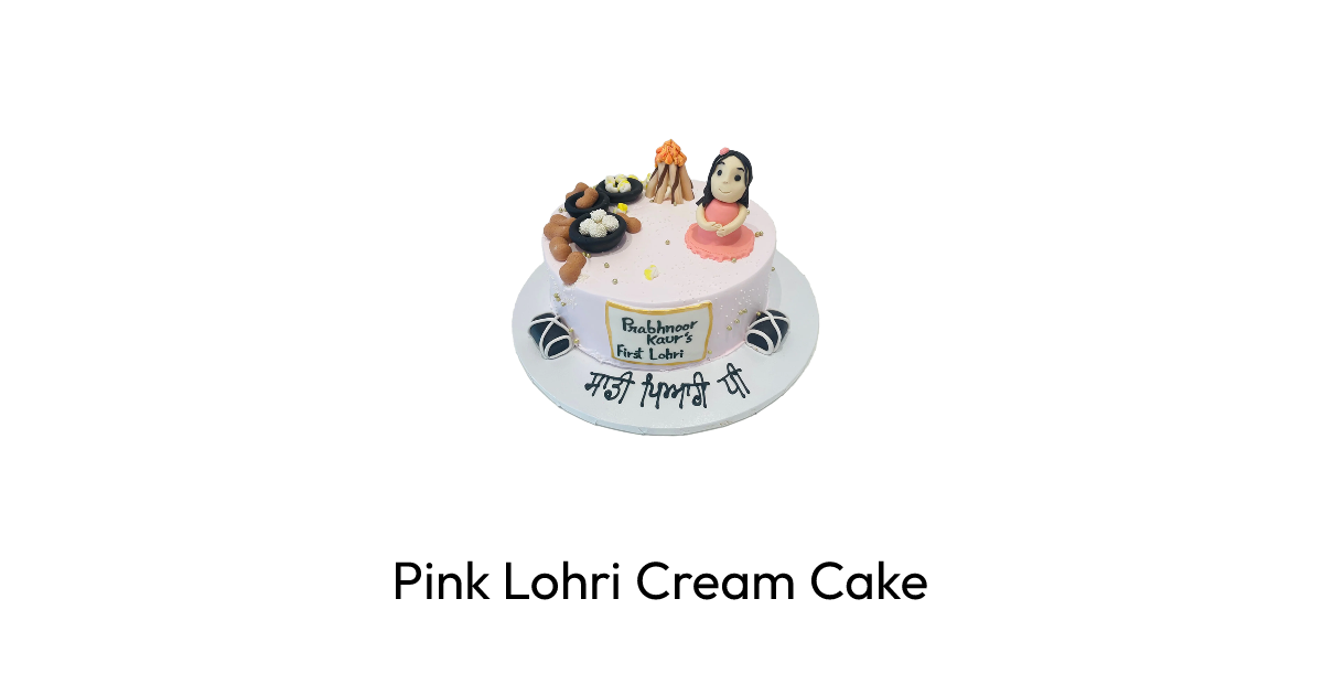 Pink Lohri Cream Cake | Rashmi's Bakery