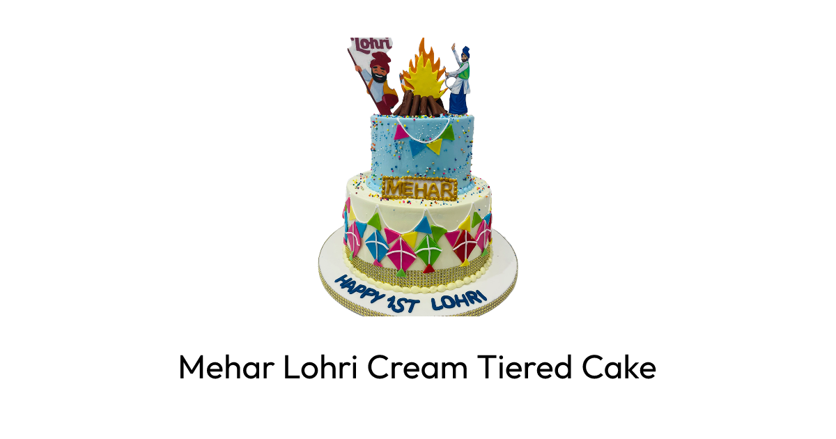 Mehar Lohri Cream Tiered Cake | Rashmi's Bakery