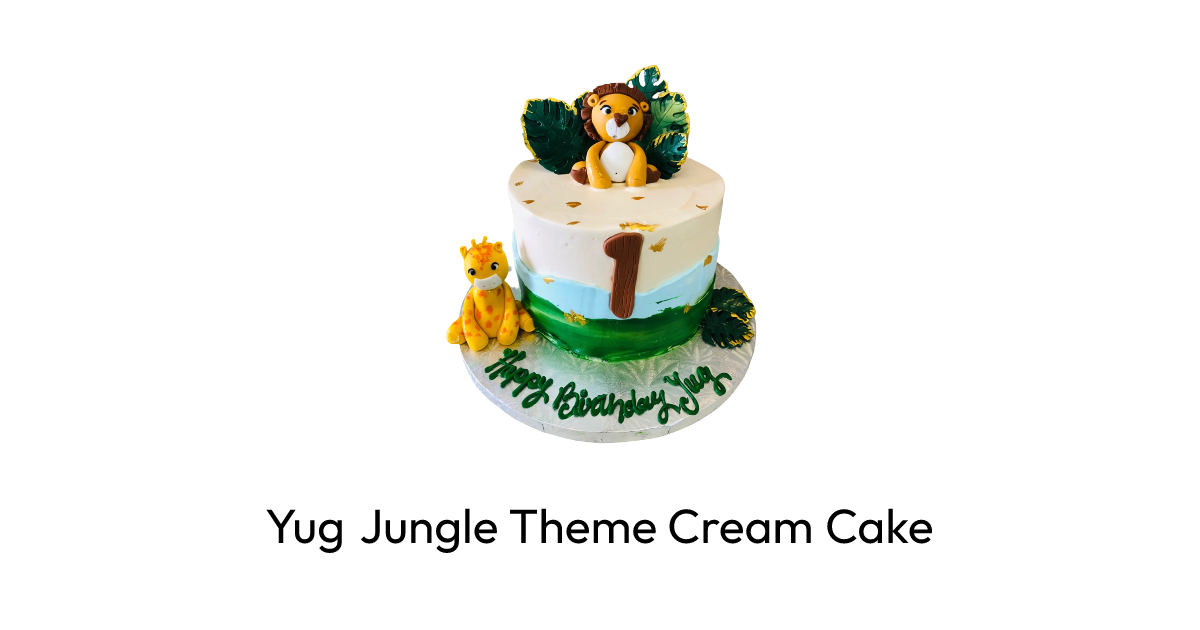 Yug Jungle Theme Cream Cake | Rashmi's Bakery
