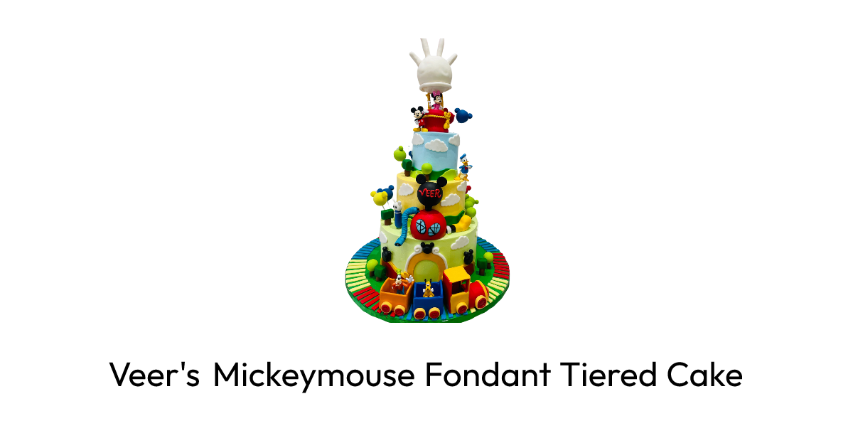 Veer's Mickeymouse Fondant Tiered Cake | Rashmi's Bakery