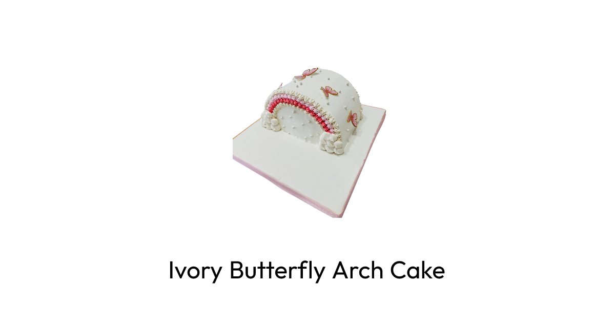 Ivory Butterfly Arch Cake | Rashmi's Bakery