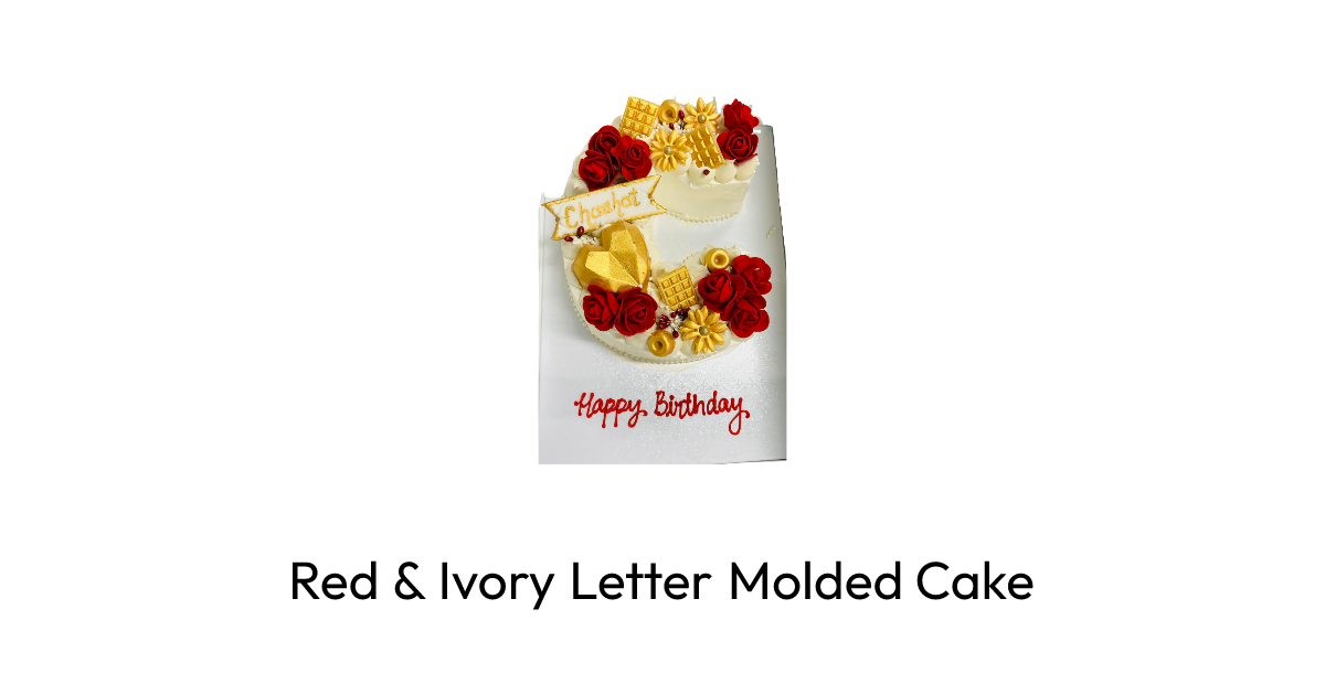 Red & Ivory Letter Molded Cake | Rashmi's Bakery