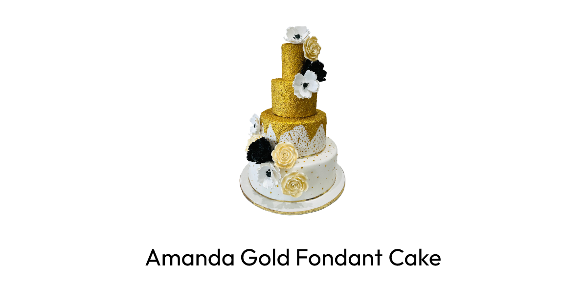 Amanda Gold Fondant Cake | Rashmi's Bakery