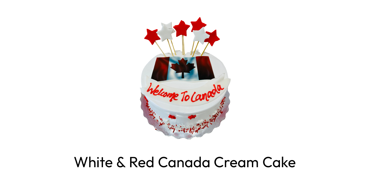 White & Red Canada Cream Cake | Rashmi's Bakery