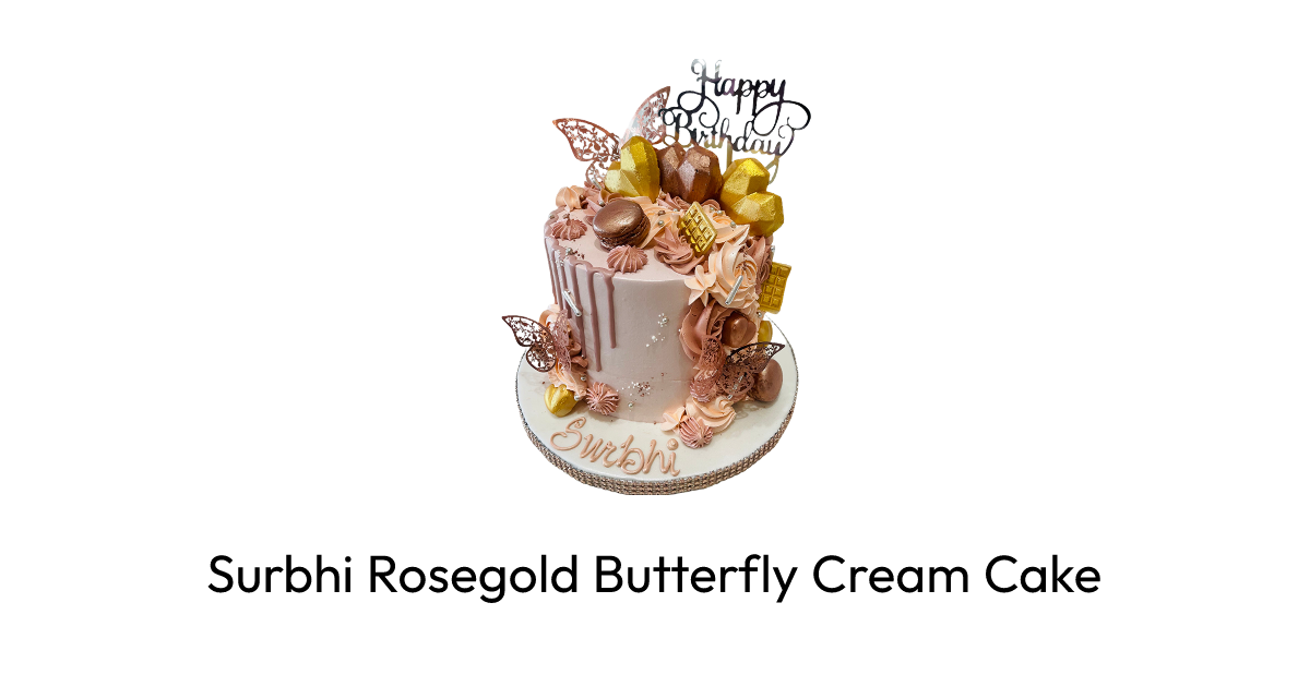 Surbhi Rosegold Butterfly Cream Cake | Rashmi's Bakery
